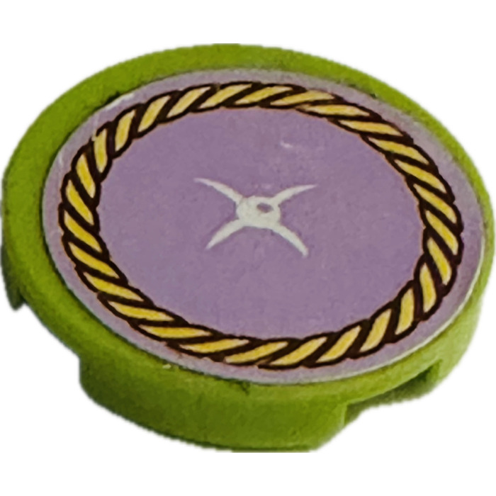 LEGO Lime Tile 2 x 2 Round with Rope Circle on Lavender Background ...