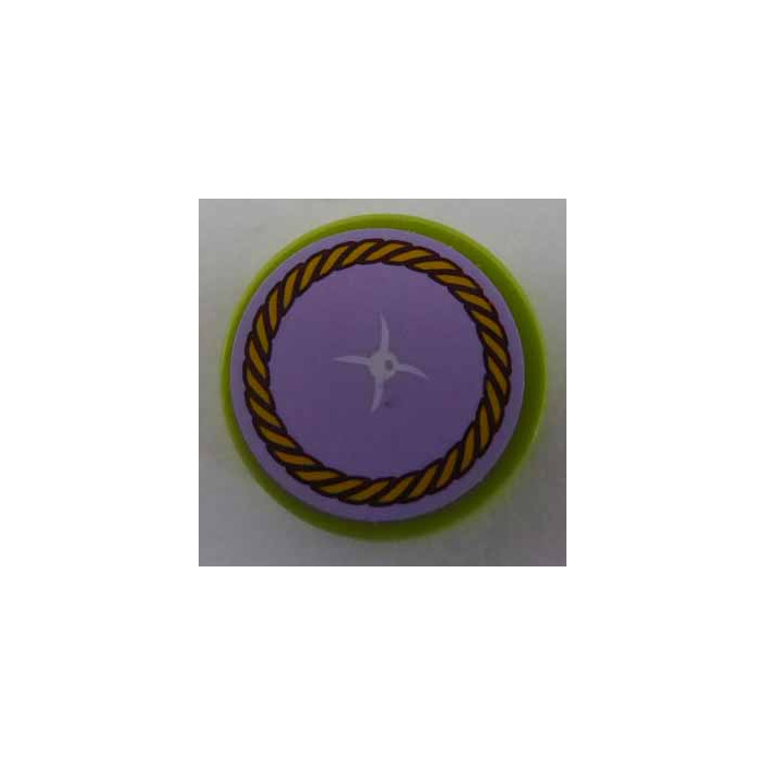 LEGO Lime Tile 2 x 2 Round with Rope Circle on Lavender Background ...