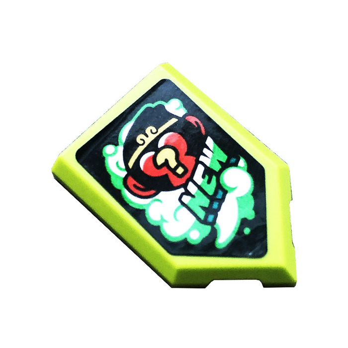 LEGO Lime Tile 2 x 3 Pentagonal with Monkey, Question Mark and 'NEW ...