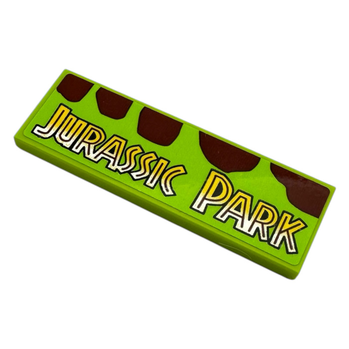 LEGO Lime Tile 2 x 6 with JURASSIC PARK (right) Sticker (69729) | Brick ...