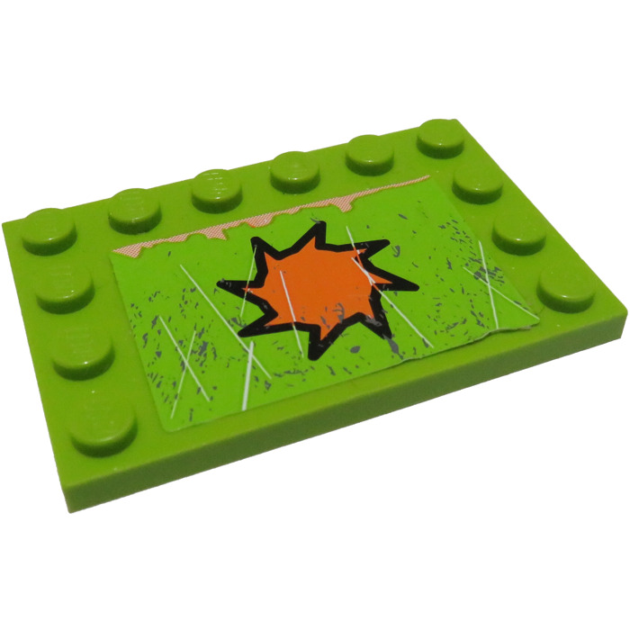 LEGO Tile 4 x 6 with Studs on 3 Edges with Orange Star, Rust and ...