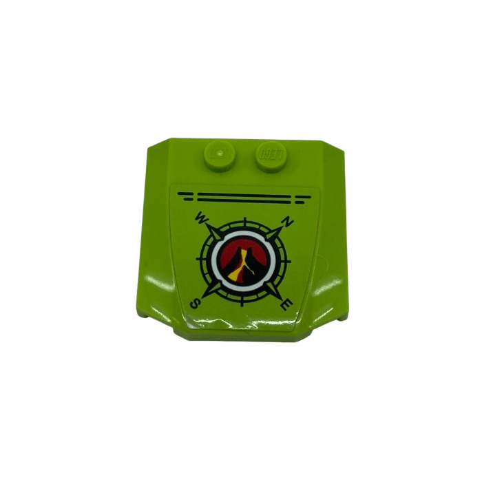 LEGO Lime Wedge 4 x 4 Curved with Volcano Explorers Logo Compass ...