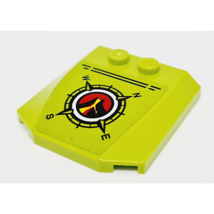 LEGO Lime Wedge 4 x 4 Curved with Volcano Explorers Logo Compass ...