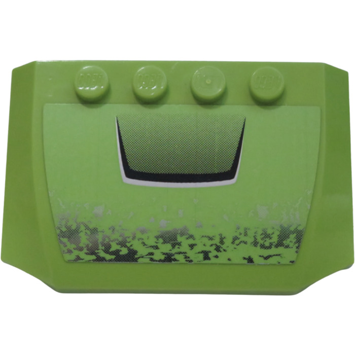 LEGO Lime Wedge 4 x 6 Curved with Air Vent and Worn Front Pattern ...