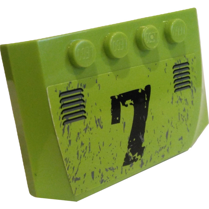 LEGO Lime Wedge 4 x 6 Curved with Boulder Blaster Number 7 Sticker ...