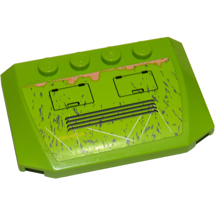LEGO Lime Wedge 4 x 6 Curved with Hatches, Grille and Rust Sticker ...