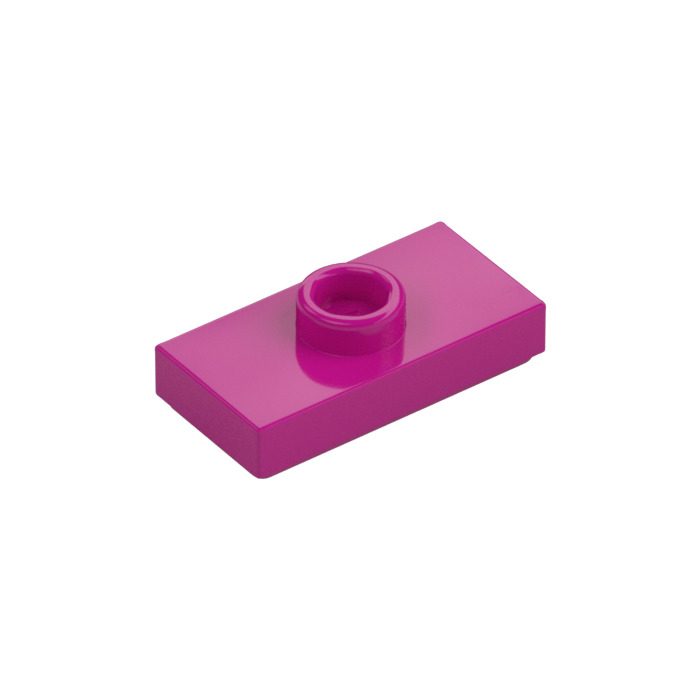 LEGO Magenta Plate 1 x 2 with 1 Stud (with Groove and Bottom Stud ...