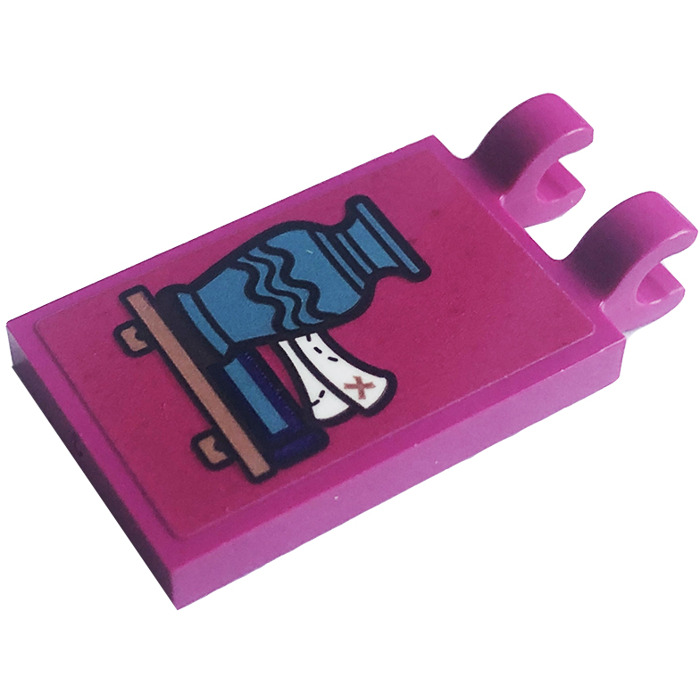 LEGO Magenta Tile 2 x 3 with Horizontal Clips with Shelf, Vase, Scroll ...