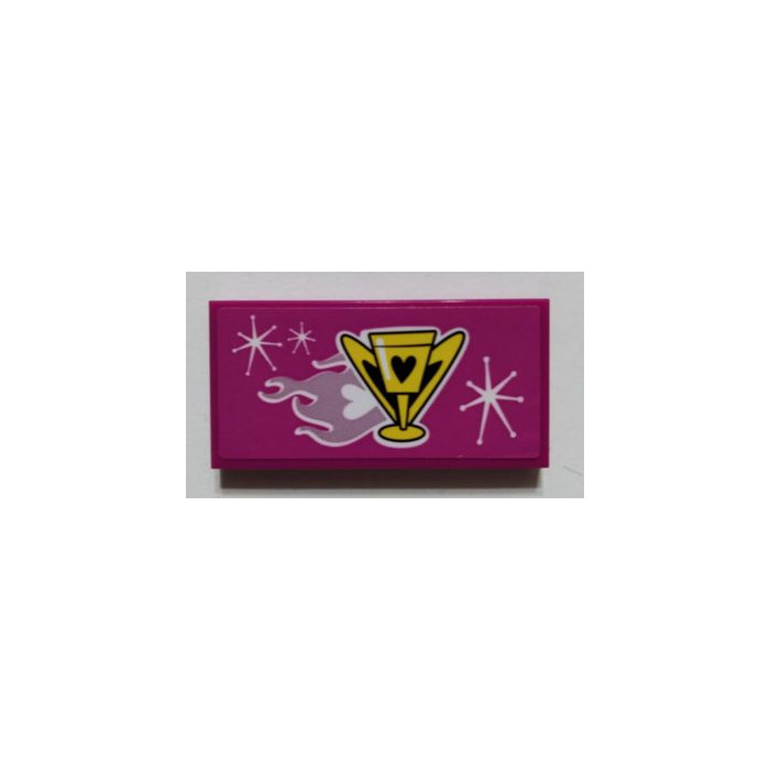 LEGO Magenta Tile 2 x 4 with Flaming Goblet Sticker (87079) | Brick Owl ...