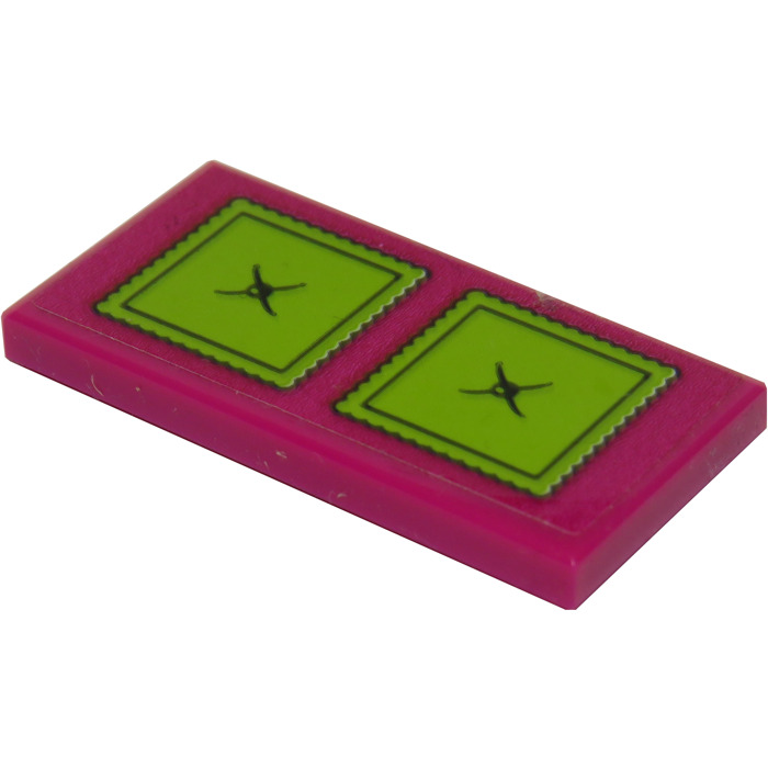 LEGO Magenta Tile 2 x 4 with Lime Cushions Sticker (87079) | Brick Owl ...