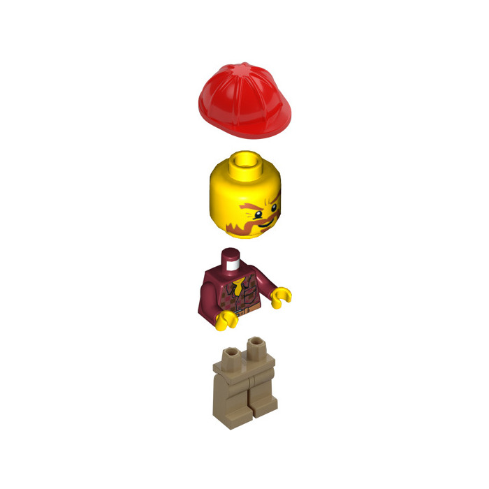 LEGO Male Dark Red Shirt with Red Helmet Minifigure | Brick Owl