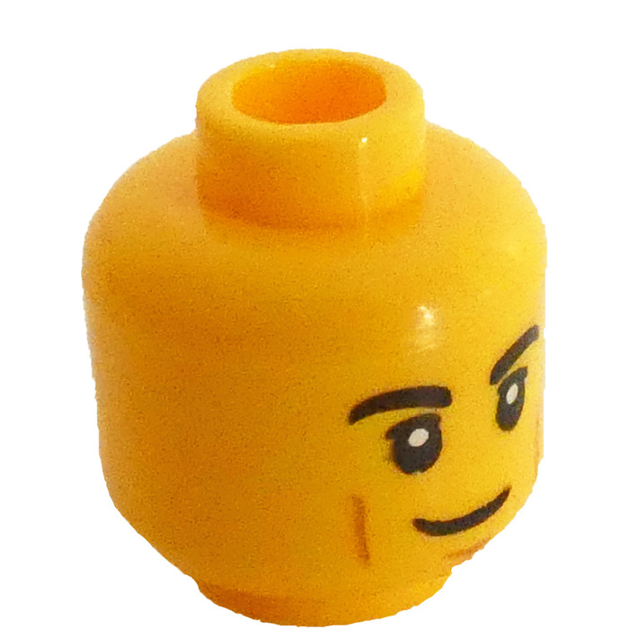 LEGO Male Head with Black Eyebrows, Cheek and Chin Lines and Lopsided ...
