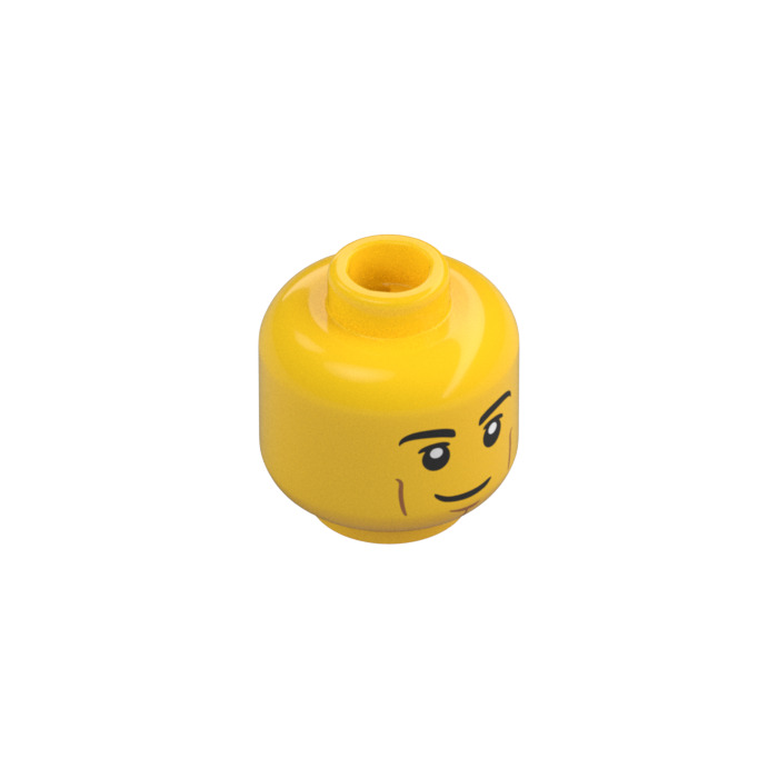 LEGO Male Head with Black Eyebrows, Cheek and Chin Lines and Lopsided ...