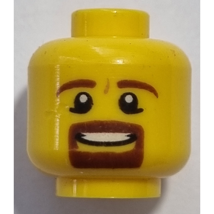 LEGO Male Head with Brown Squared Beard, Open Mouth with Teeth and ...