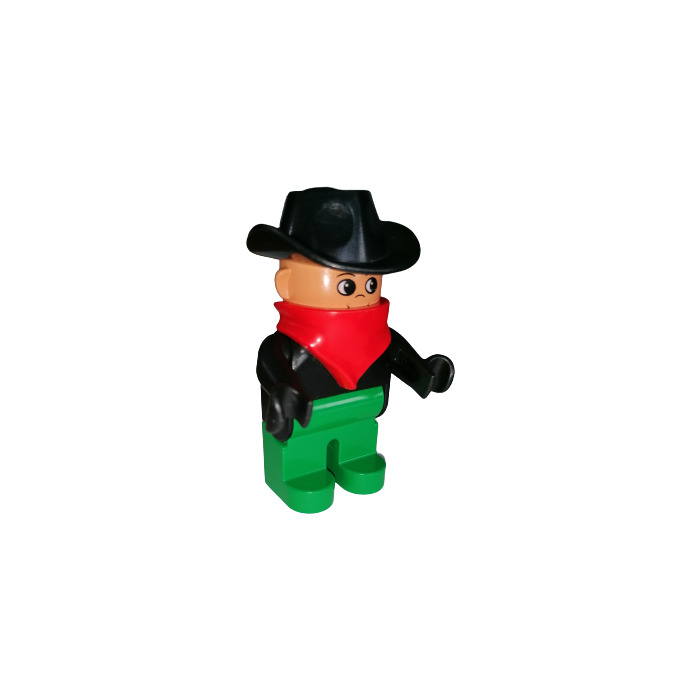 LEGO Man with Black Top and Red Scarf with Black Cowboy Hat Duplo ...