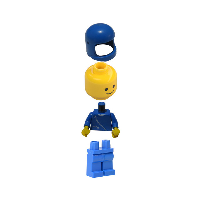 LEGO Man with Blue Jacket with Zipper, Blue Helmet Minifigure | Brick ...