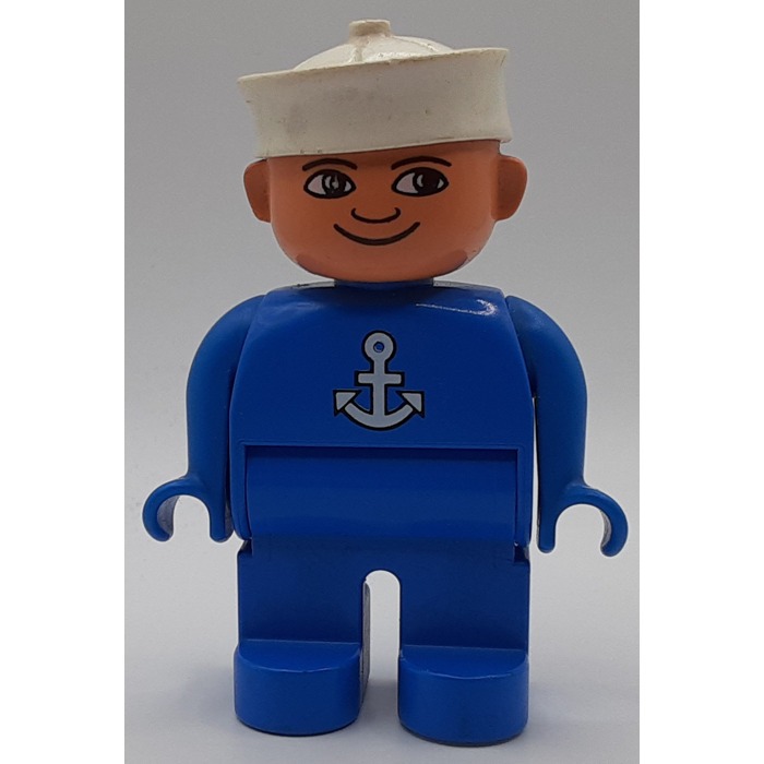 LEGO Man with Blue Outfit with White Anchor and Sailor Hat Duplo Figure ...