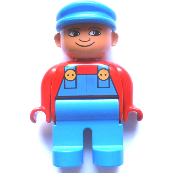 LEGO Man with Blue Overalls and Cap (Turned Down Nose) Duplo Figure ...