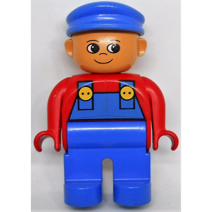 LEGO Man with Blue Overalls and Cap (Turned Up Nose) Duplo Figure ...