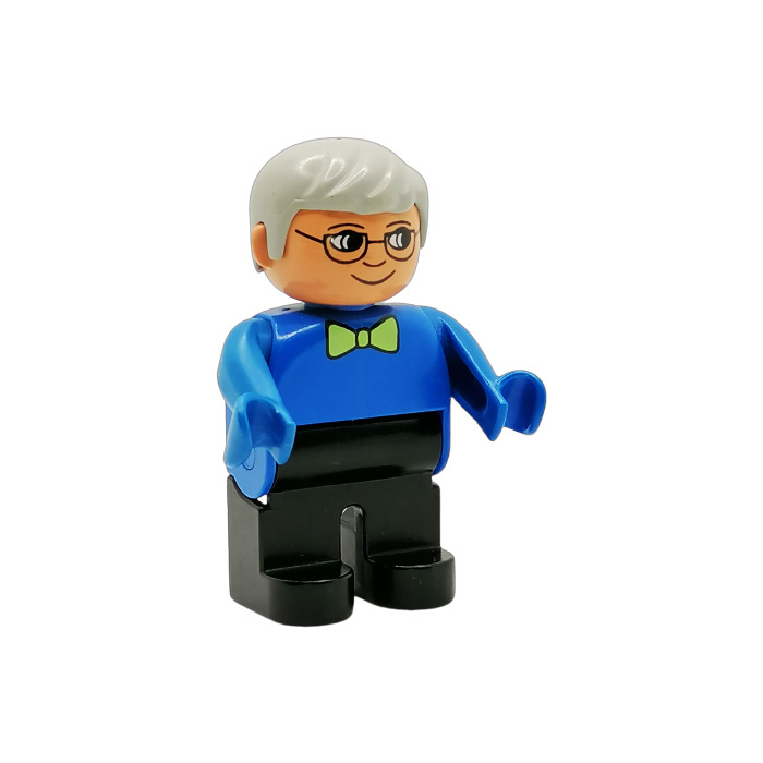 LEGO Man with Blue Top with Green Bow Tie and Black Legs Duplo Figure ...