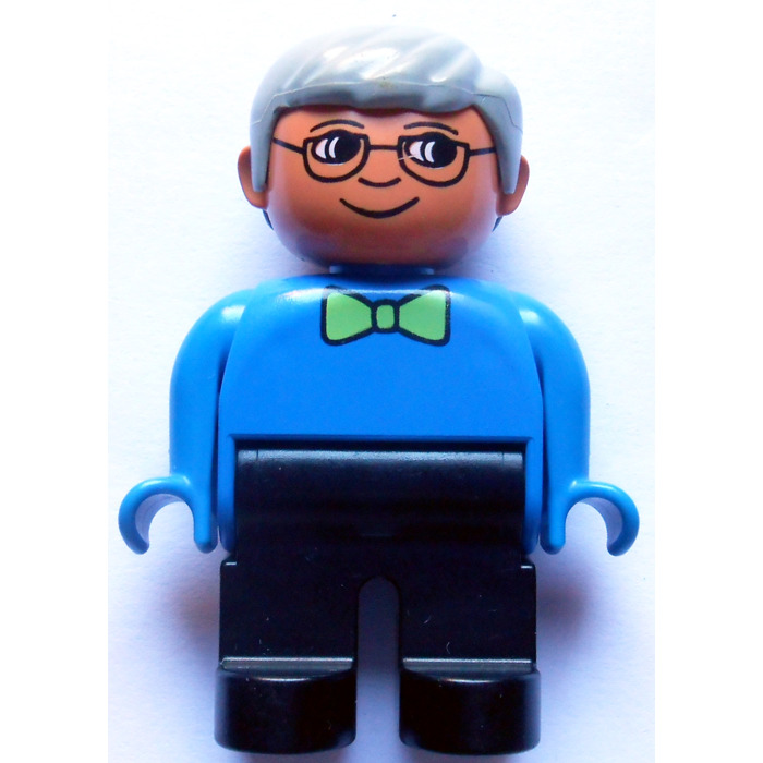 LEGO Man with Blue Top with Green Bow Tie and Black Legs Duplo Figure ...