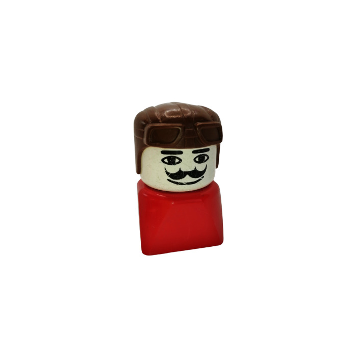LEGO Man with Brown Aviator Hat and Moustache on Red Base Duplo Figure ...