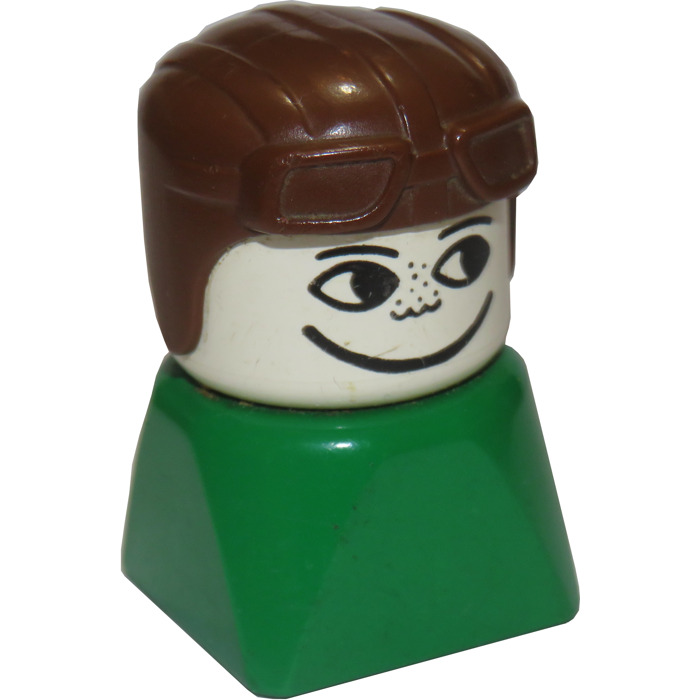 LEGO Man with Brown Aviator Hat on Green Base Duplo Figure | Brick Owl ...