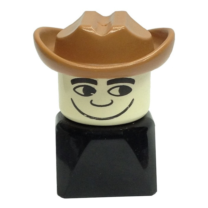 LEGO Man with Brown Cowboy Hat and Looking Left on Black Base Duplo ...