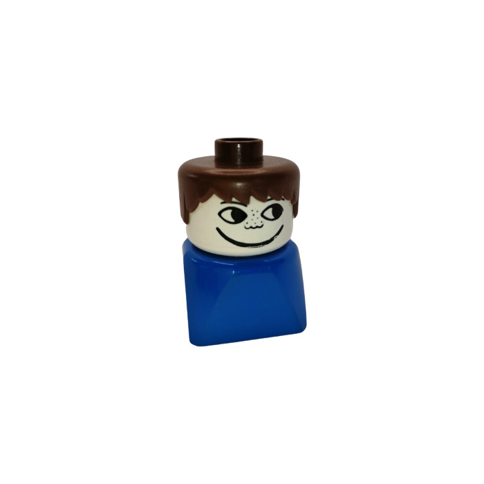 LEGO Man with Brown Hair and Nose Freckles on Blue Base Duplo Figure ...