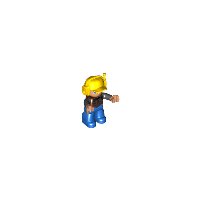 LEGO Man with Brown Jacket and Yellow Cap with Headset Duplo Figure ...