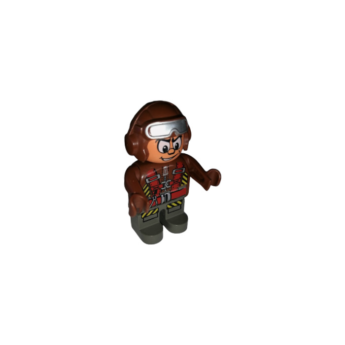 LEGO Man with Brown Top with Parachute Straps and Helmet Duplo Figure ...