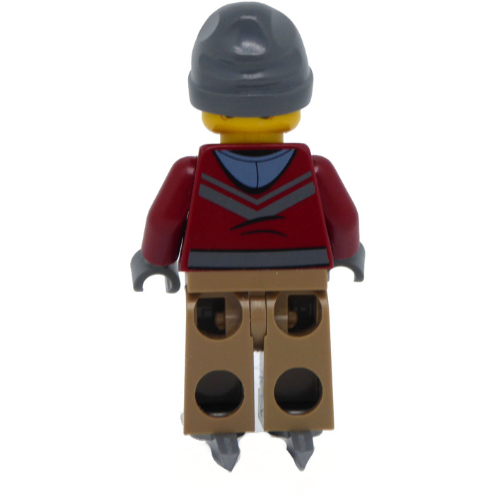 LEGO Man with Dark Red Jacket and Gray Beanie with Ice Skates ...