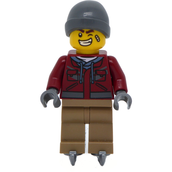LEGO людина з Темно-червоний Піджак і Сірий Beanie з Лід Skates ...