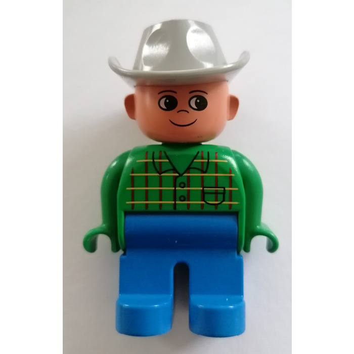 LEGO Man with Green Shirt and Gray Cowboy Hat Duplo Figure | Brick Owl ...