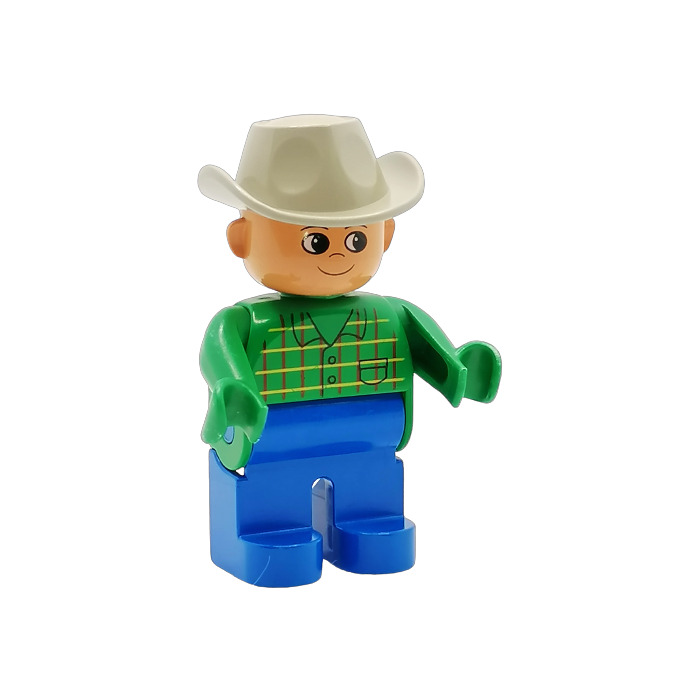 LEGO Man with Green Shirt and Gray Cowboy Hat Duplo Figure | Brick Owl ...