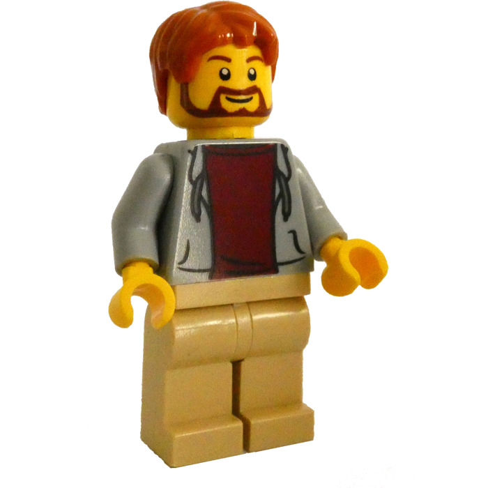 LEGO Man with Medium Stone Gray Sweater and Beard Minifigure | Brick ...