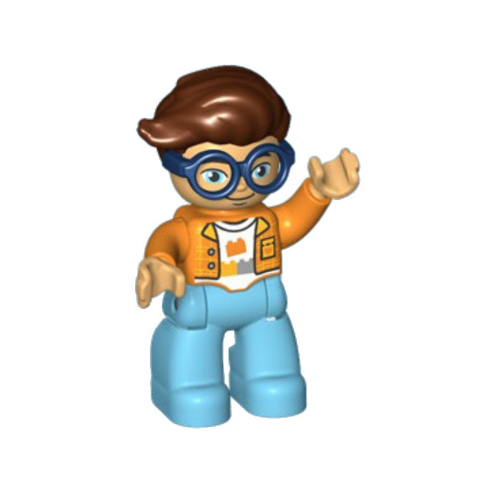 LEGO Man with Orange Jacket and Glasses Duplo Figure | Brick Owl