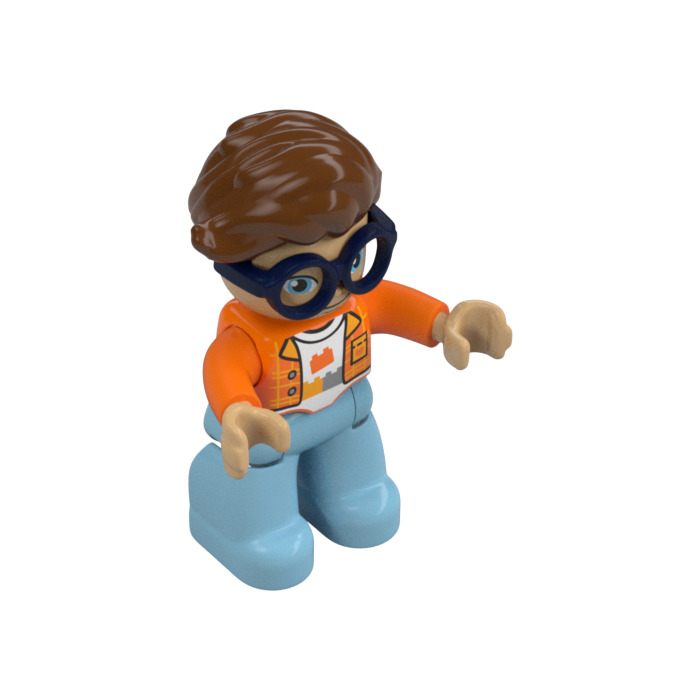 LEGO Man with Orange Jacket and Glasses Duplo Figure | Brick Owl
