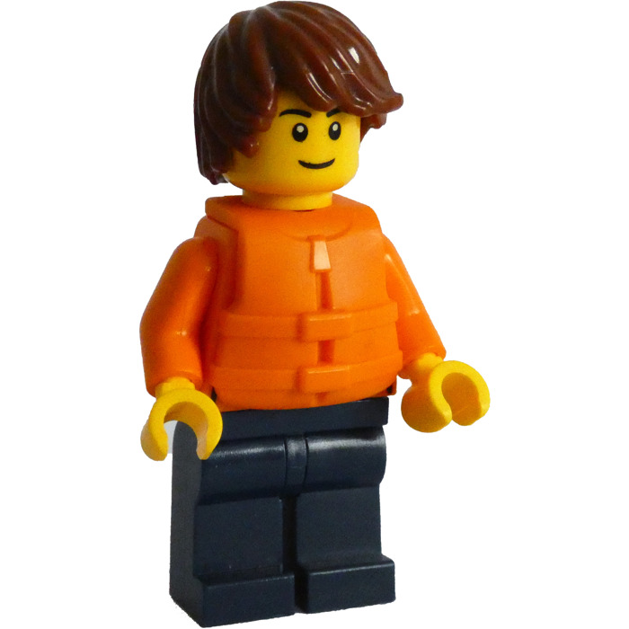 LEGO Man with Orange Top and Life Jacket Minifigure | Brick Owl