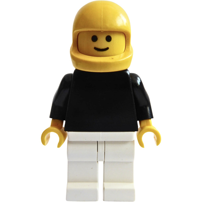 LEGO Man with Plain Black Torso, White Legs and Yellow Helmet ...