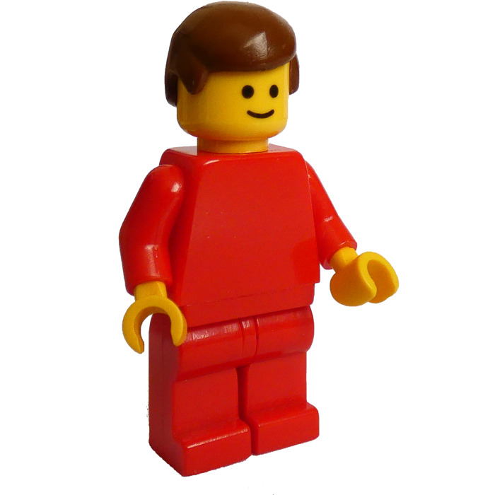 LEGO Man with Plain Red Torso and Legs with Reddish Brown Hair ...
