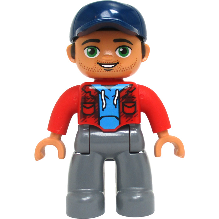 LEGO Man with Red Jacket and Medium Azure Top Duplo Figure | Brick Owl ...