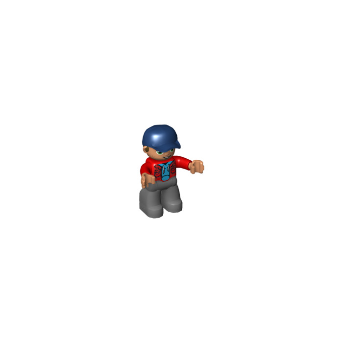 LEGO Man with Red Jacket and Medium Azure Top Duplo Figure | Brick Owl