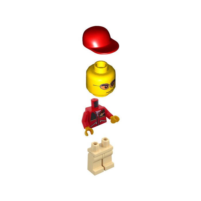 LEGO Man with Red Jacket Minifigure and Long Bill Cap | Brick Owl ...