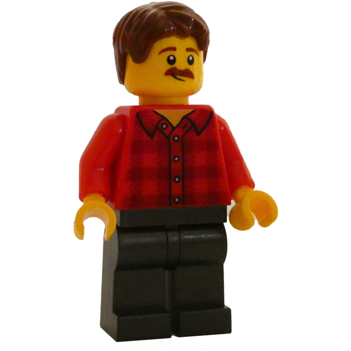 LEGO Man with Red Plaid Shirt and Moustache Minifigure | Brick Owl ...