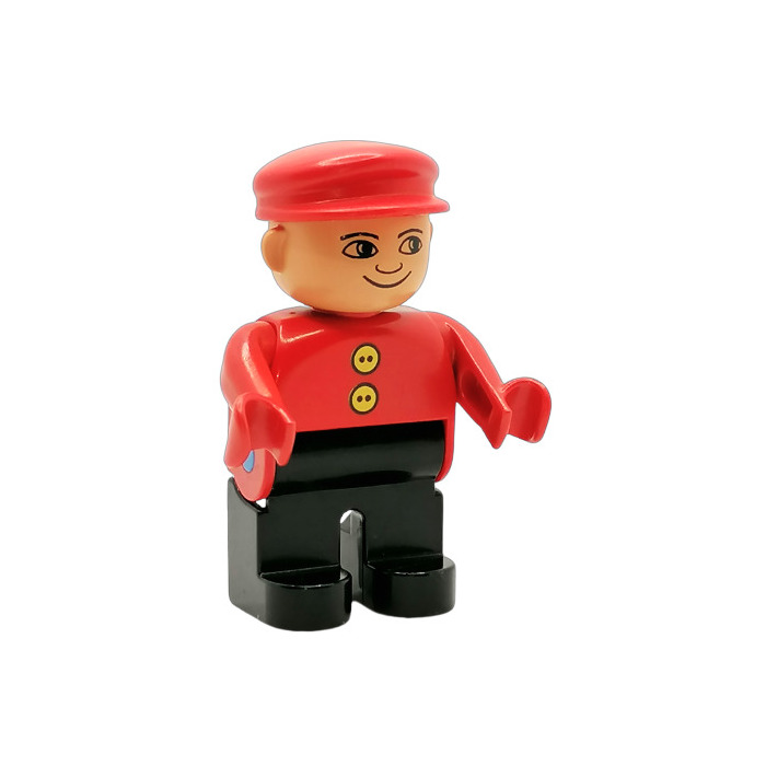 LEGO Man with Red Top with Yellow Buttons and Red Hat Duplo Figure ...
