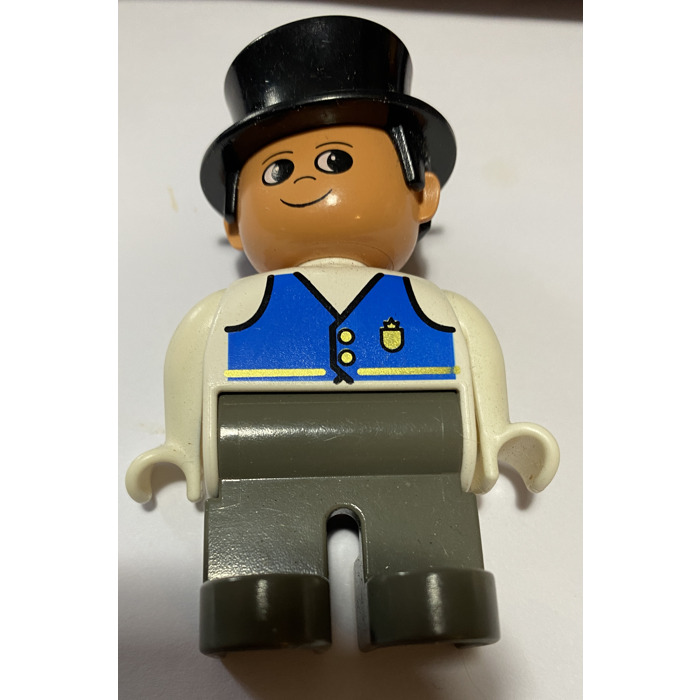 LEGO Man with White Top with Blue Vest with Pocket Duplo Figure | Brick ...