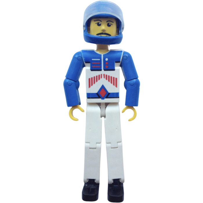 LEGO Man with White Top with Red Stripes and Helmet Technic Figure ...
