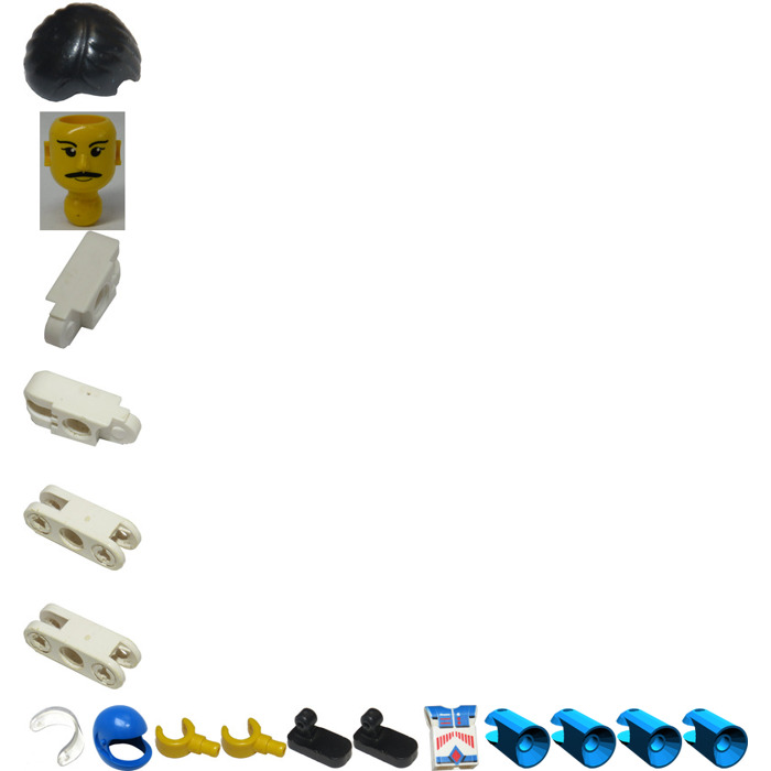 LEGO Man with White Top with Red Stripes and Helmet Technic Figure ...