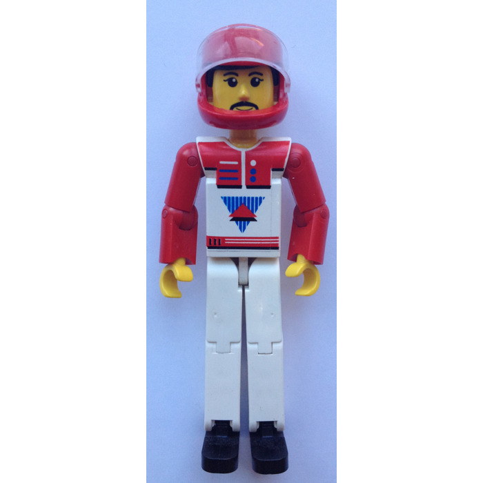 LEGO Man with White Top with Red Vest and Helmet Technic Figure | Brick ...